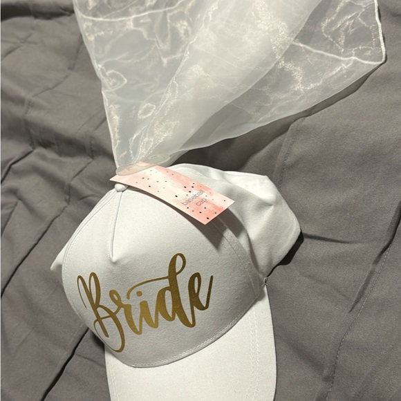 David's Bridal | Accessories | White Bride Cap With Gold Lettering And ...